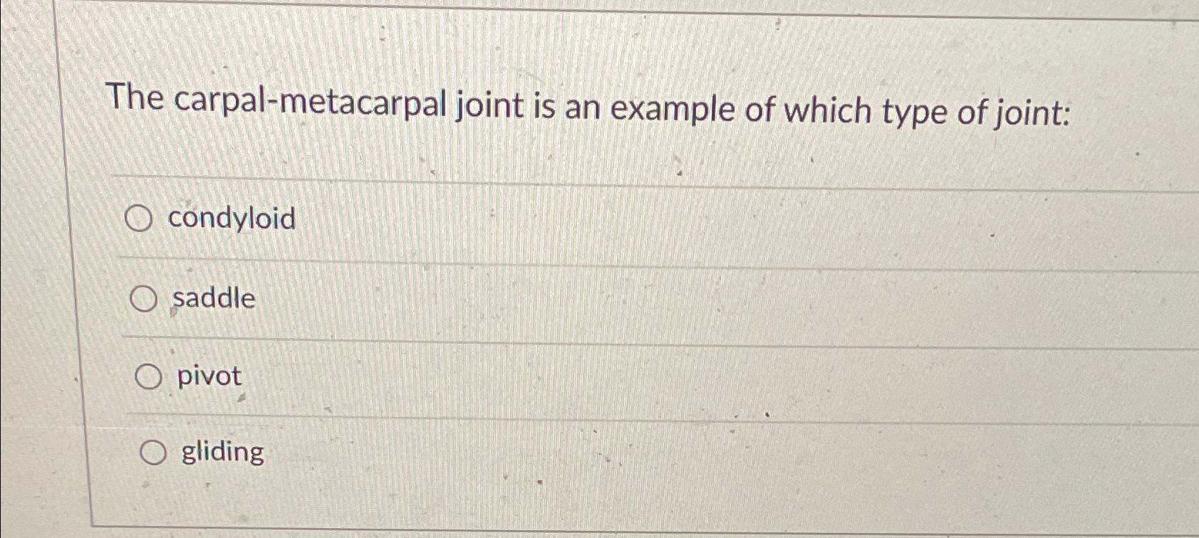 Solved The Carpal Metacarpal Joint Is An Example Of Which