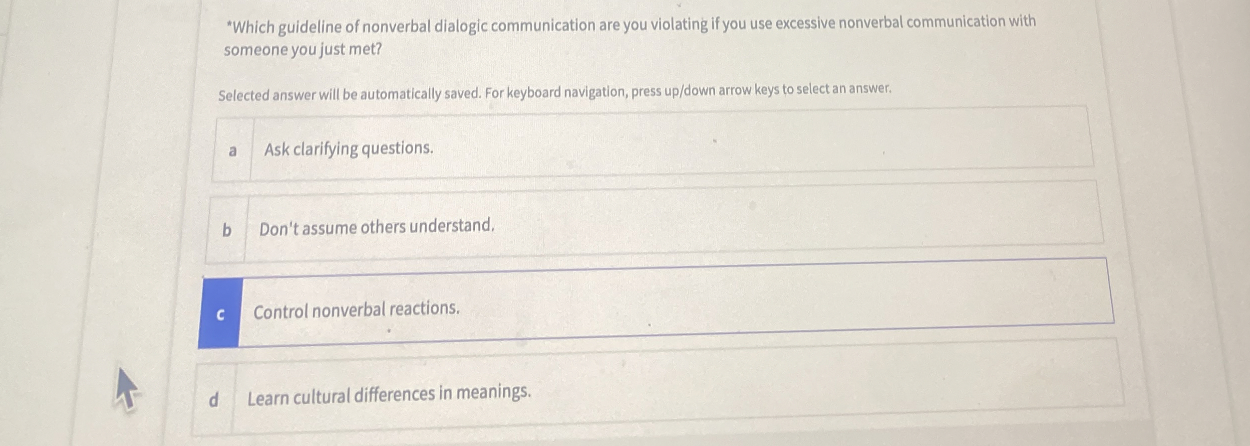 Solved *Which guideline of nonverbal dialogic communication | Chegg.com
