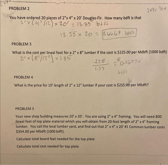 Solved You have ordered 20 pieces of 2′′×4′′×20′ | Chegg.com