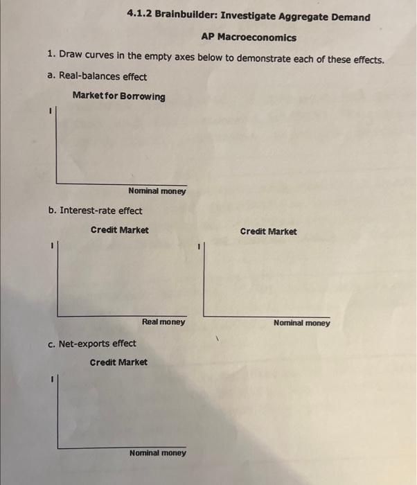 Solved 1. Draw curves in the empty axes below to demonstrate | Chegg.com