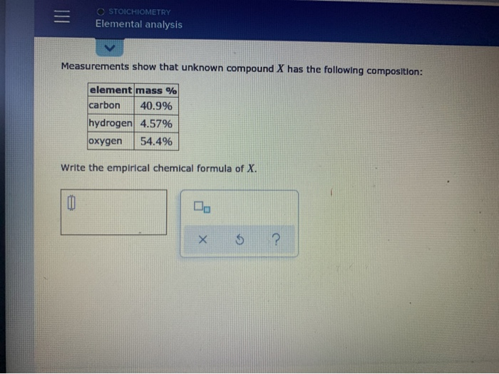 Solved - O STOICHIOMETRY Elemental analysis Measurements | Chegg.com