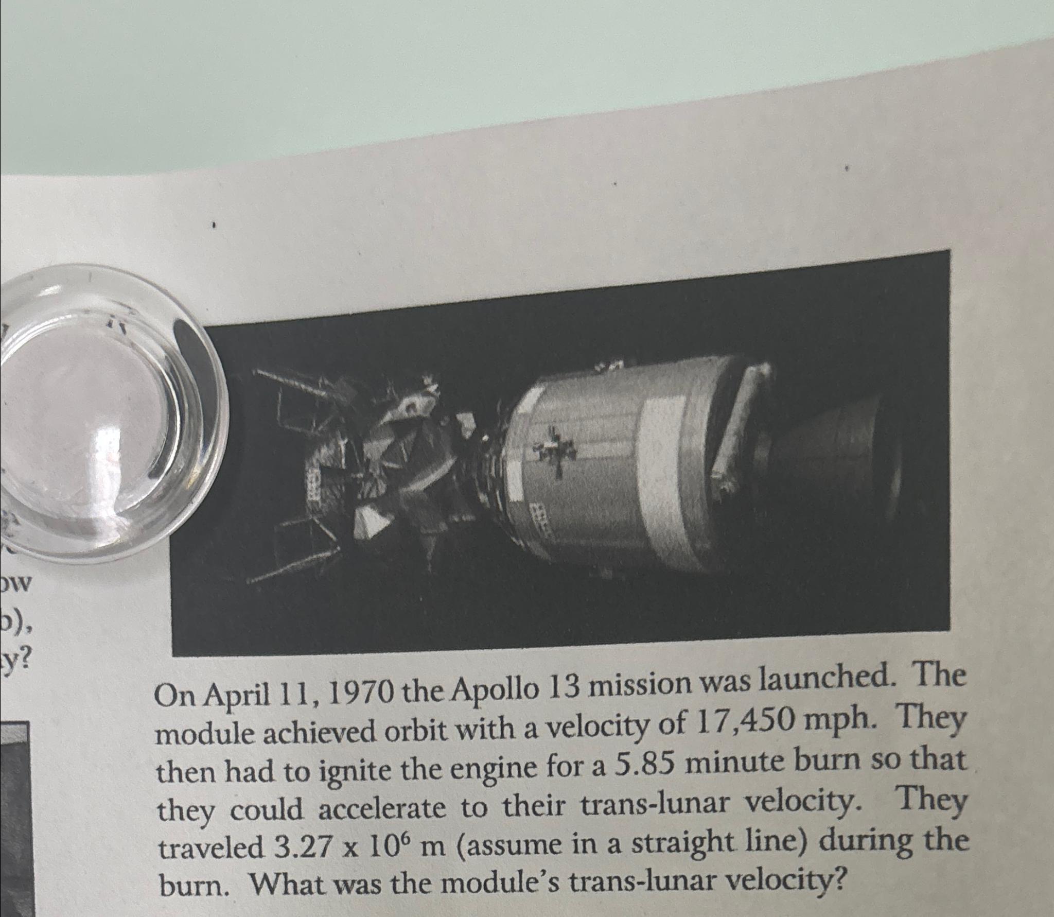 Solved On April 11, 1970 ﻿the Apollo 13 ﻿mission was | Chegg.com