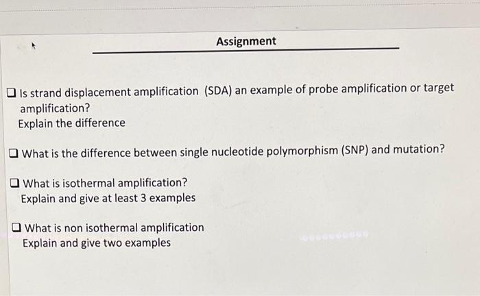 Solved ב Is strand displacement amplification (SDA) an | Chegg.com Solved ב Is strand displacement amplification (SDA) an | Chegg.com