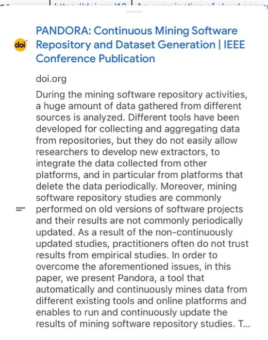Solved PANDORA: Continuous Mining Software doi Repository | Chegg.com