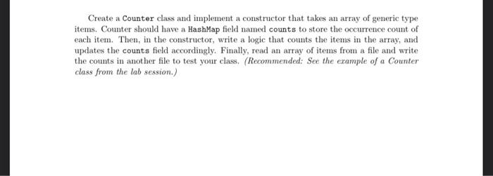 Solved Create a Counter class and implement a constructor | Chegg.com