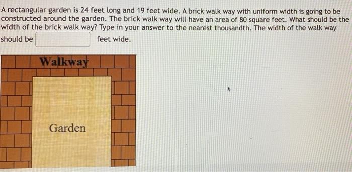 Solved A rectangular garden is 24 feet long and 19 feet | Chegg.com