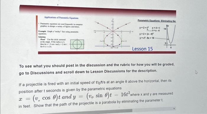 Solved Applications of Parametric Equations Parametric | Chegg.com