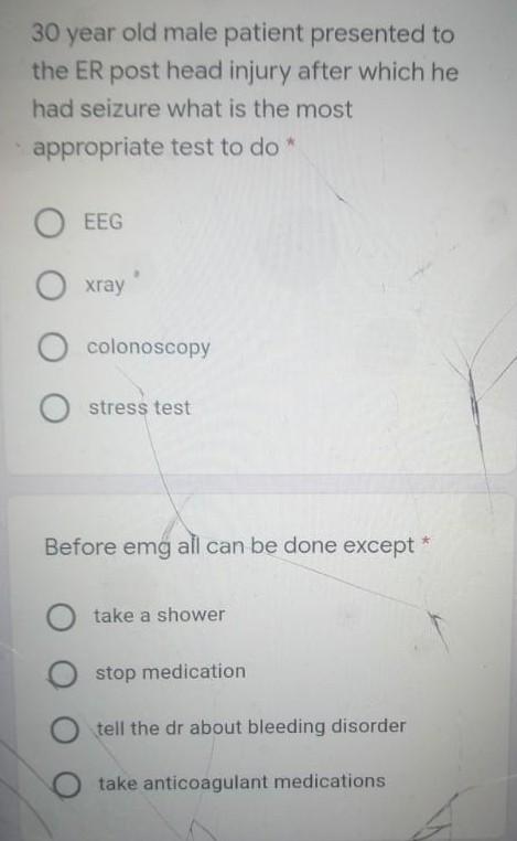 Solved 30 year old male patient presented to the ER post | Chegg.com