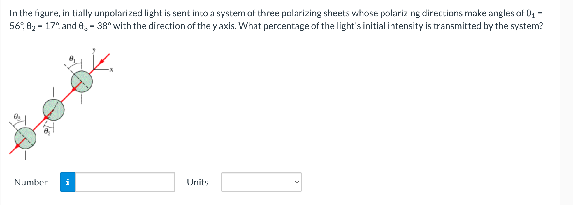 Solved In the figure, initially unpolarized light is sent | Chegg.com