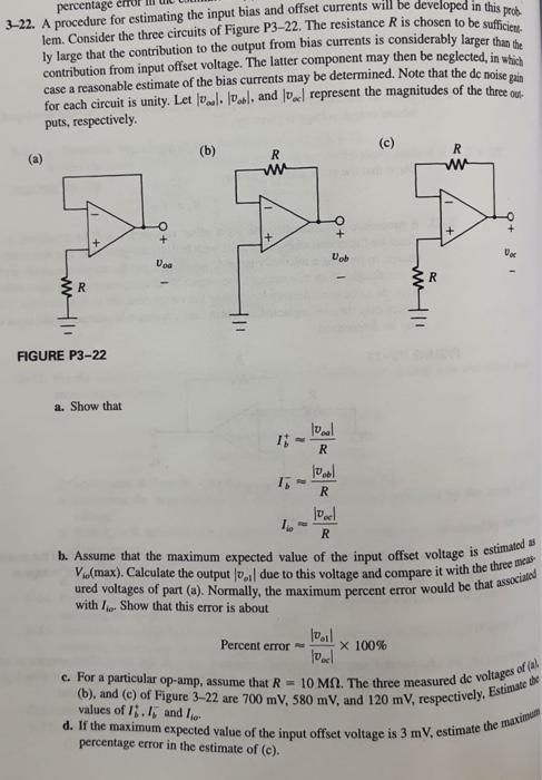 Solved 3-22. A procedure for estimating the input bias and | Chegg.com