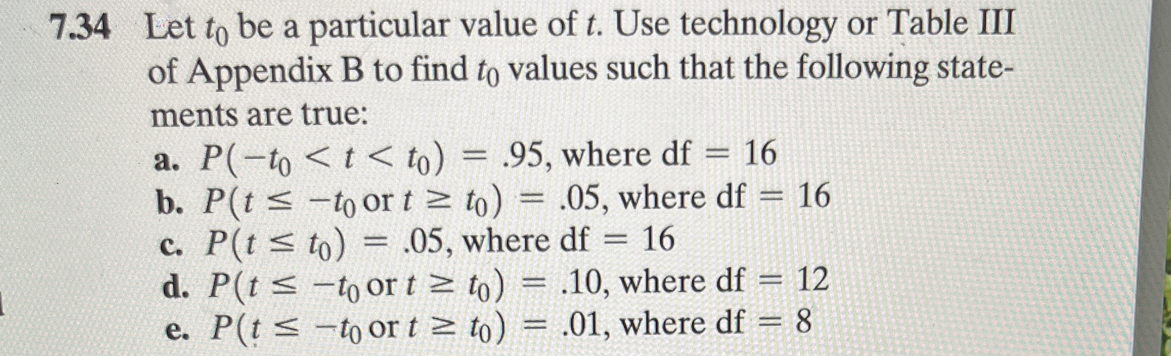 Solved 7.34 ﻿Let t0 ﻿be a particular value of t. ﻿Use | Chegg.com