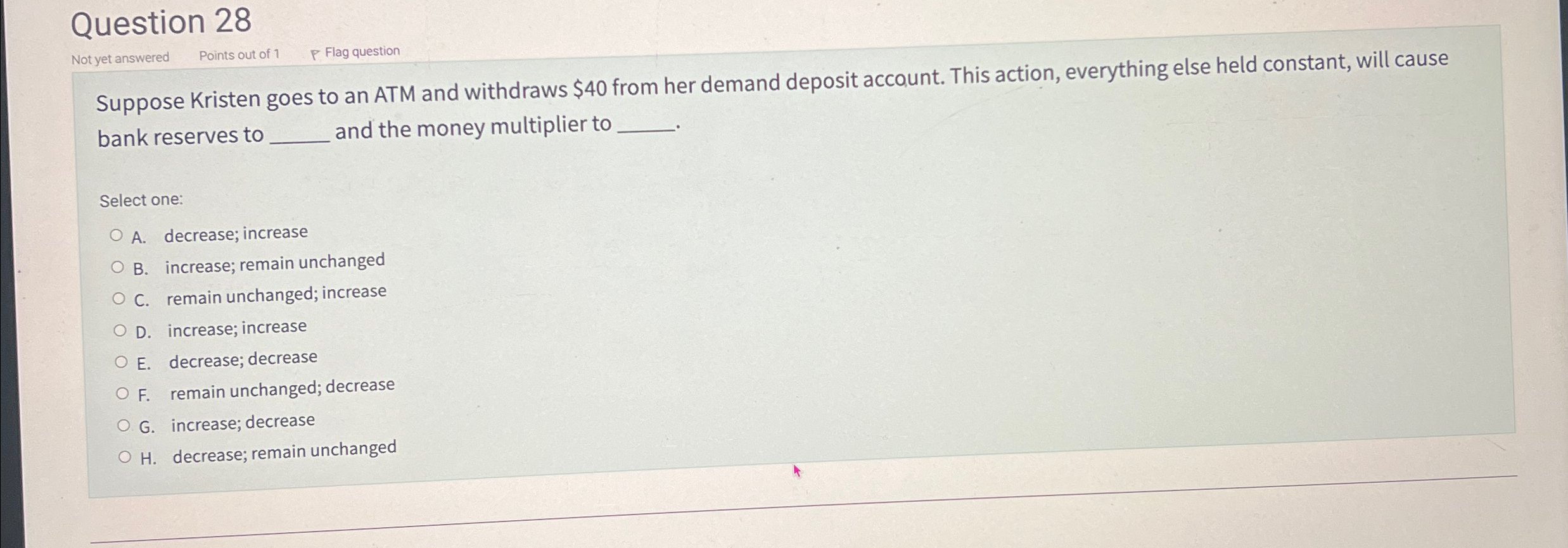 Solved Question 28Not yet answeredPoints out of 1Flag | Chegg.com