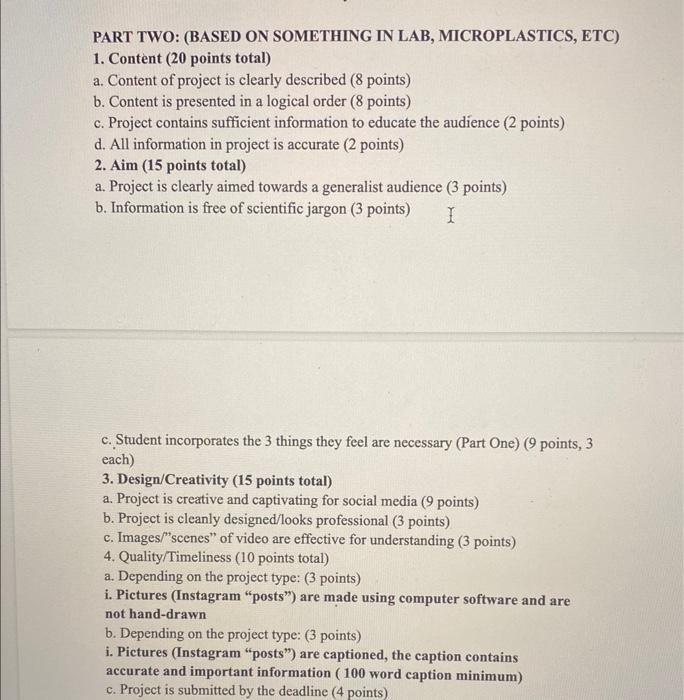 Solved PART TWO: (BASED ON SOMETHING IN LAB, MICROPLASTICS, | Chegg.com