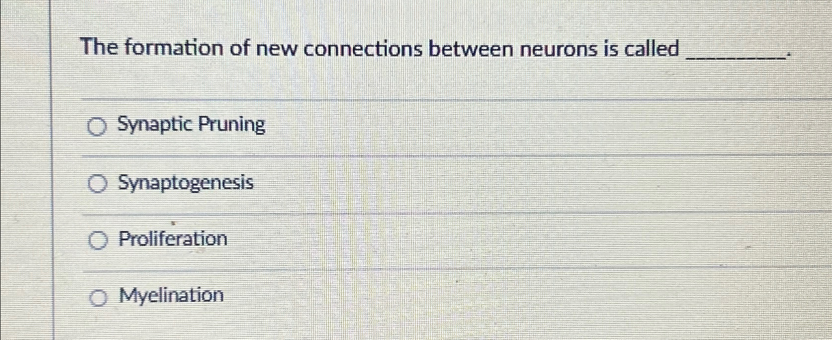 Solved The formation of new connections between neurons is | Chegg.com