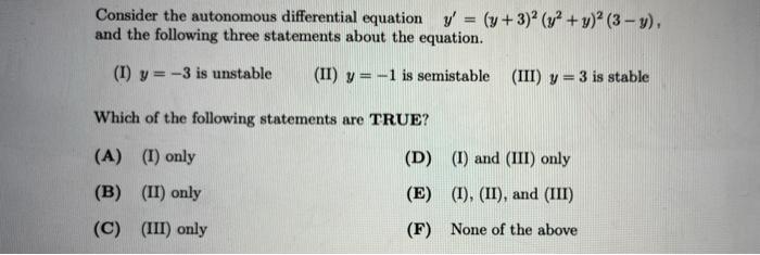 Solved Consider the autonomous differential equation y'= (y | Chegg.com