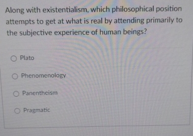 Solved Along with existentialism, which philosophical | Chegg.com