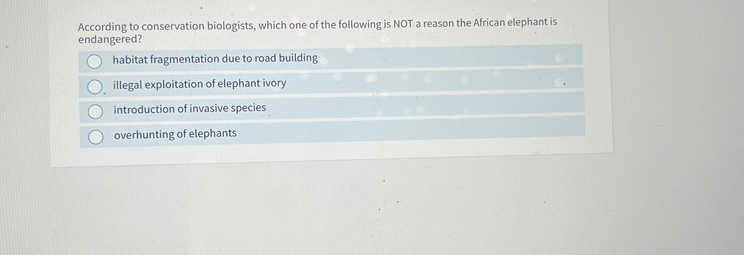 Solved According to conservation biologists, which one of | Chegg.com