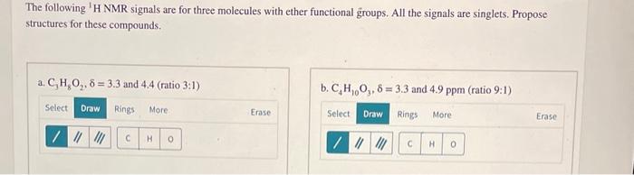 Solved The following ' H NMR signals are for three molecules | Chegg.com