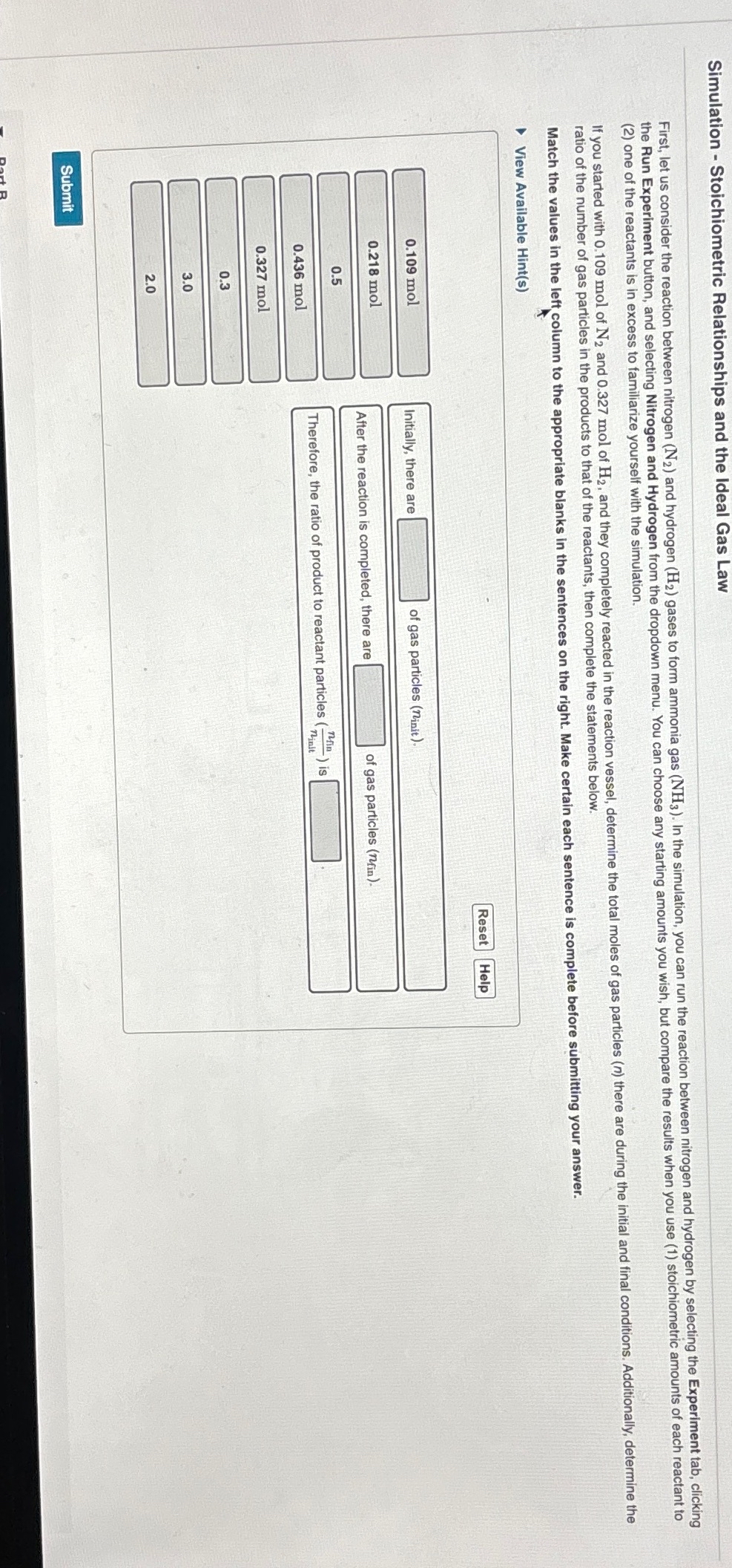 Solved Simulation - ﻿Stoichiometric Relationships and the | Chegg.com
