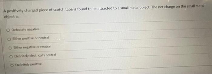 Solved A positively charged piece of scotch tape is found to | Chegg.com