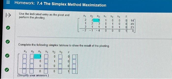 Solved Homework: 7.4 The Simplex Method Maximization Use the | Chegg.com