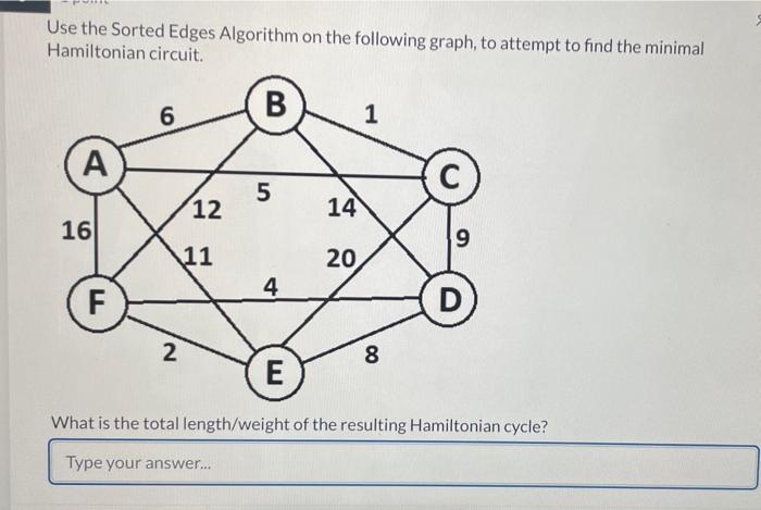 Solved Use the Sorted Edges Algorithm on the following | Chegg.com