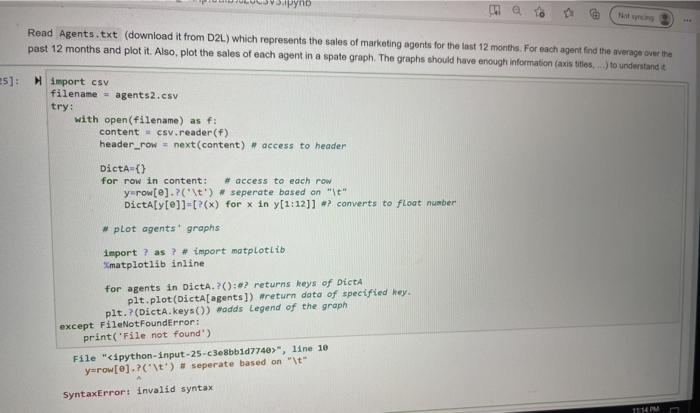 Solved pyno Read Agents.txt (download it from D2L) which | Chegg.com