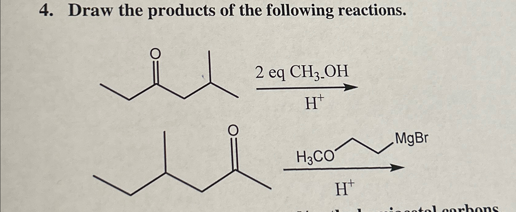 Solved Draw the products of the following reactions. | Chegg.com
