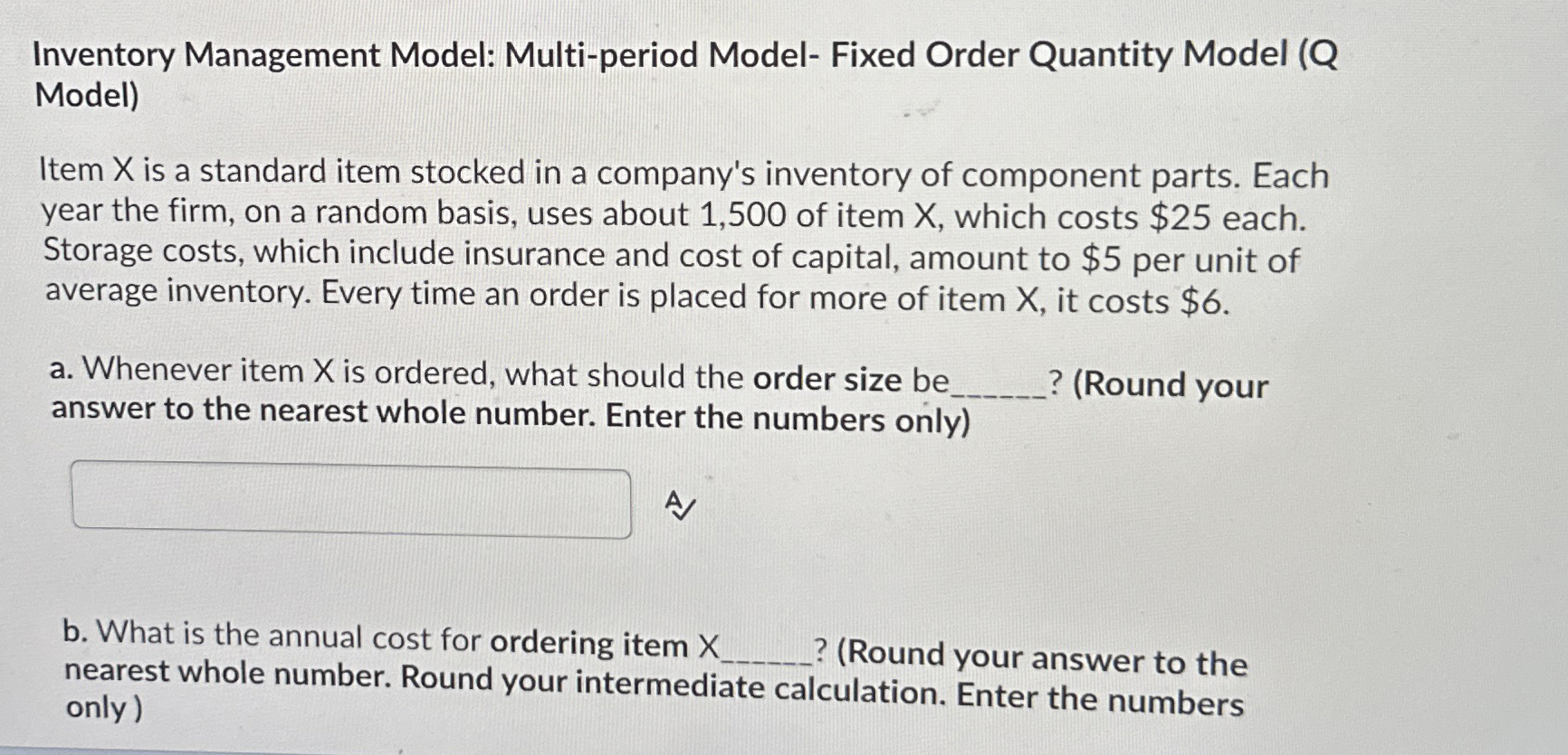 Solved Inventory Management Model: Multi-period Model- | Chegg.com