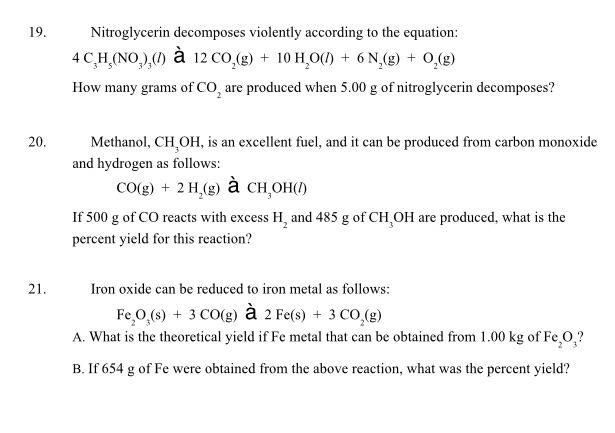Solved 19. Nitroglycerin decomposes violently according to | Chegg.com