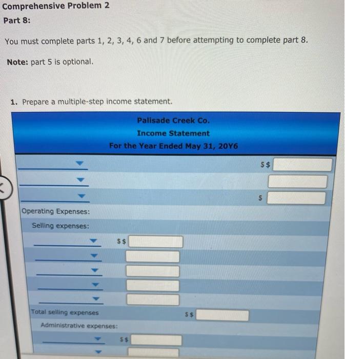 Solved Comprehensive Problem 2 Part 1 and Part 2: Palisade | Chegg.com