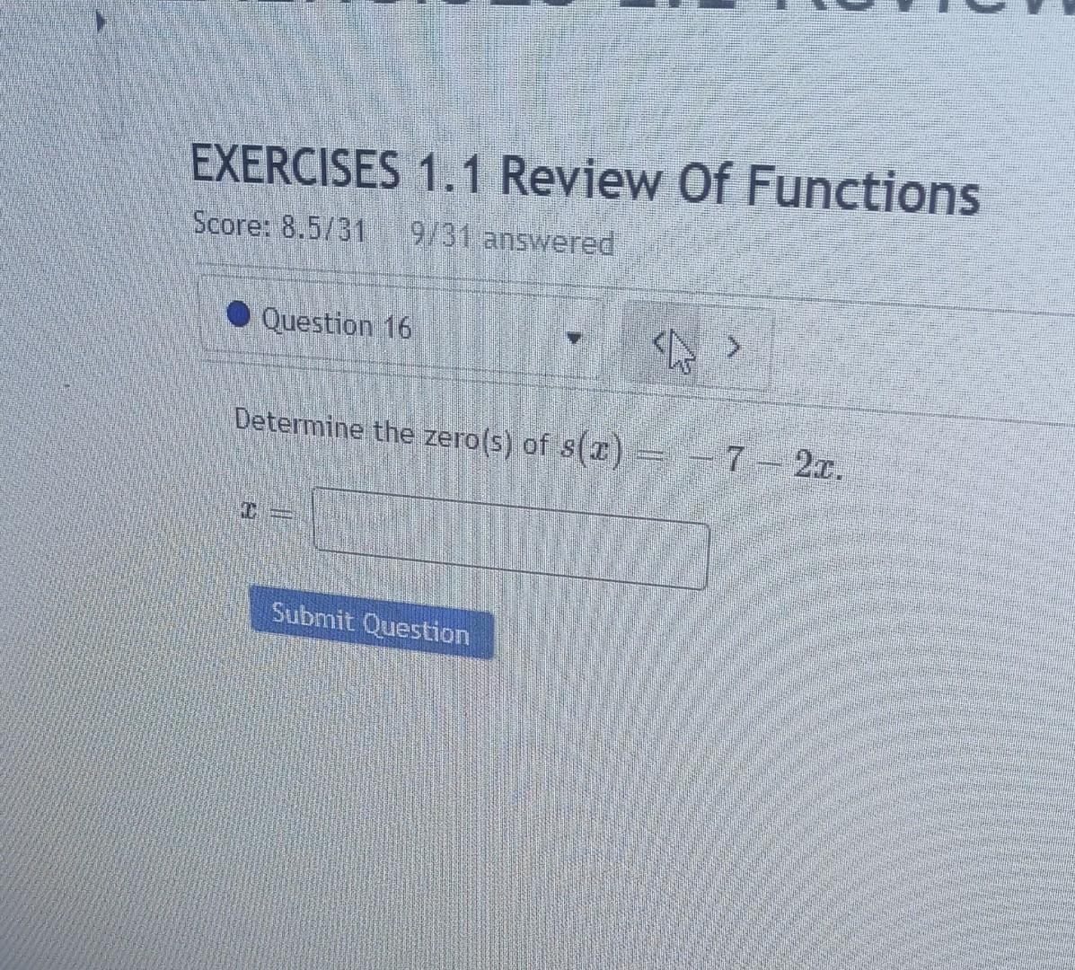 Solved EXERCISES 1.1 Review Of Functions Score: 8.5/31 9/31 | Chegg.com