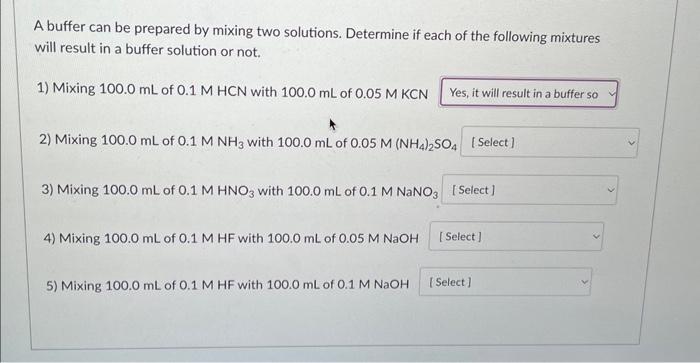 Solved how to tell if a mixture is a buffer? What does | Chegg.com