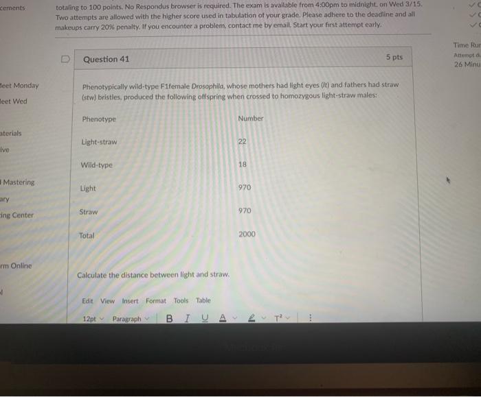 Solved otaling to 100 points. No Respondus browser is | Chegg.com