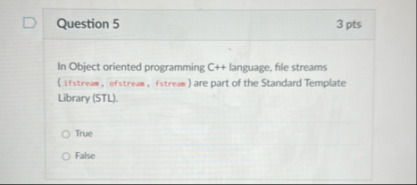 Solved Question 53 ﻿ptsIn Object oriented programming C | Chegg.com
