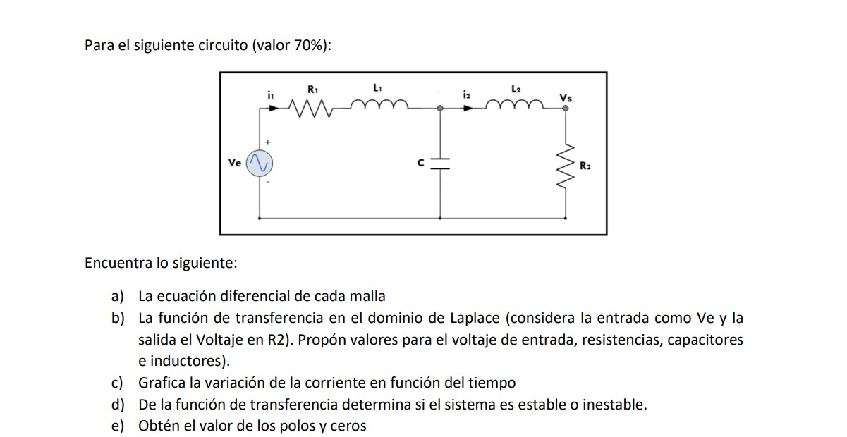 Para el siguiente circuito (valor 70%):Encuentra lo | Chegg.com