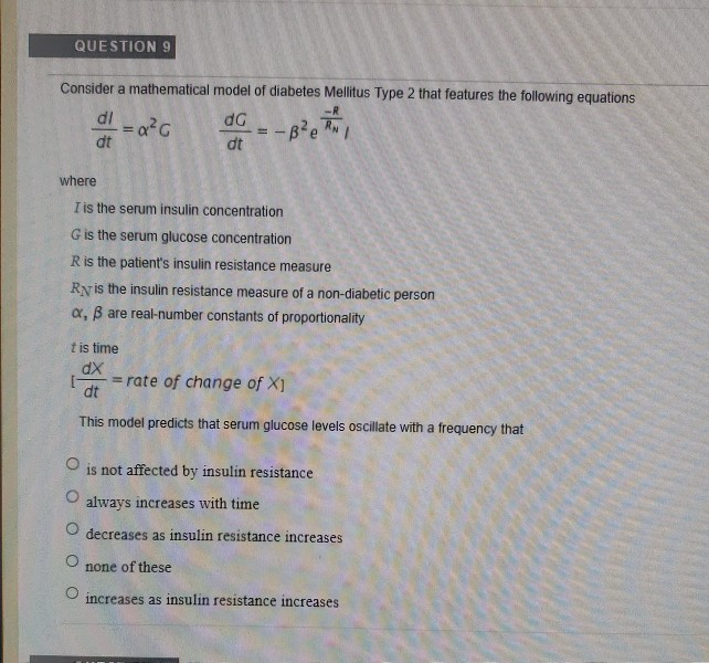 Solved QUESTIONS Consider a mathematical model of diabetes | Chegg.com