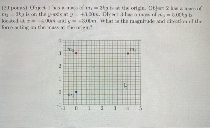 Solved (20 points) Object 1 has a mass of mı = 3kg is at the | Chegg.com Solved (20 points) Object 1 has a mass of mı = 3kg is at the | Chegg.com