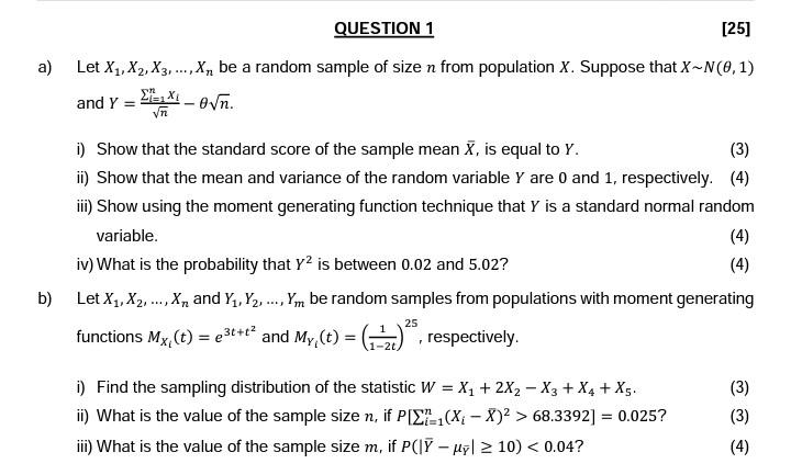 Solved a) Let X1,X2,X3,…,Xn be a random sample of size n | Chegg.com