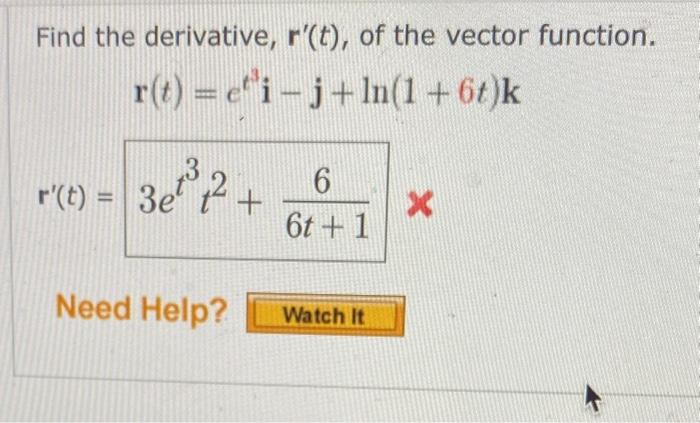 Solved Find the derivative, r′(t), of the vector function. | Chegg.com