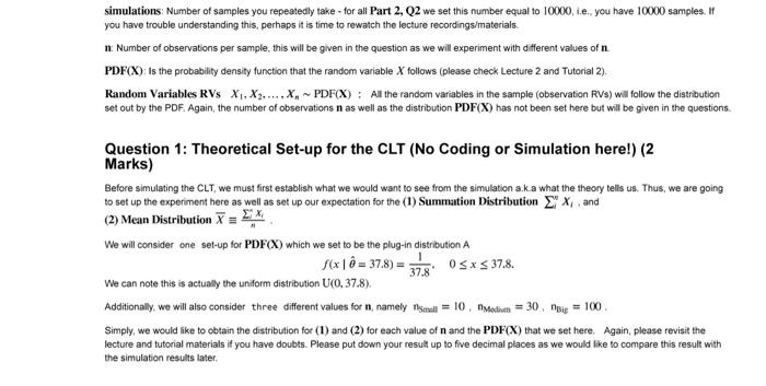 Solved simulations: Number of samples you repeatedly take - | Chegg.com