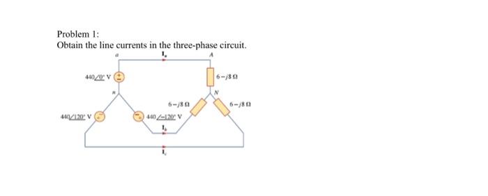 Solved Problem 1: Obtain the line currents in the | Chegg.com