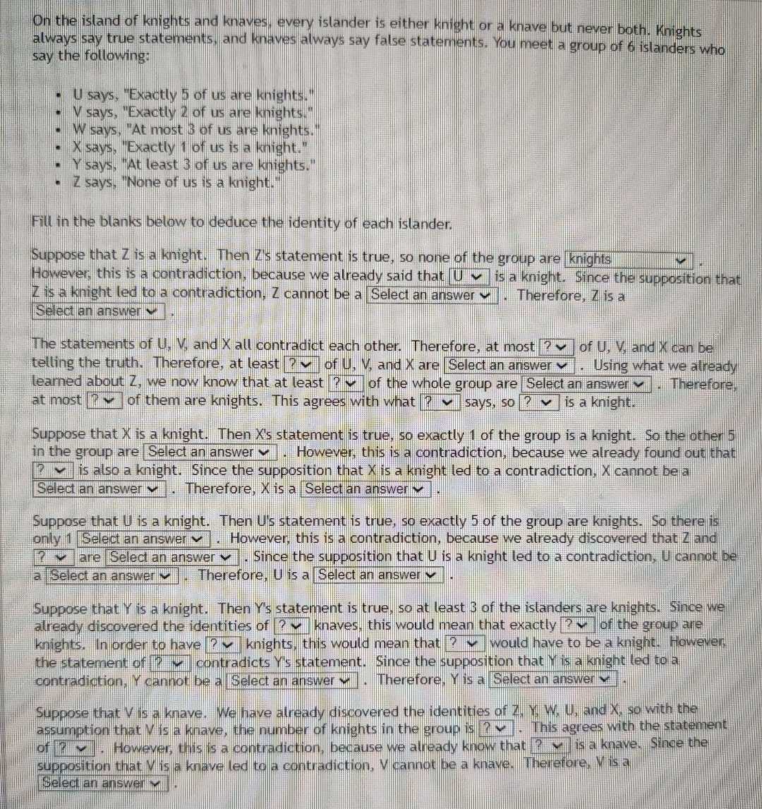 Solved On the island of knights and knaves, every islander | Chegg.com