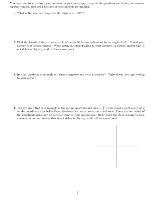 Solved You may have to write down your answers on your own | Chegg.com