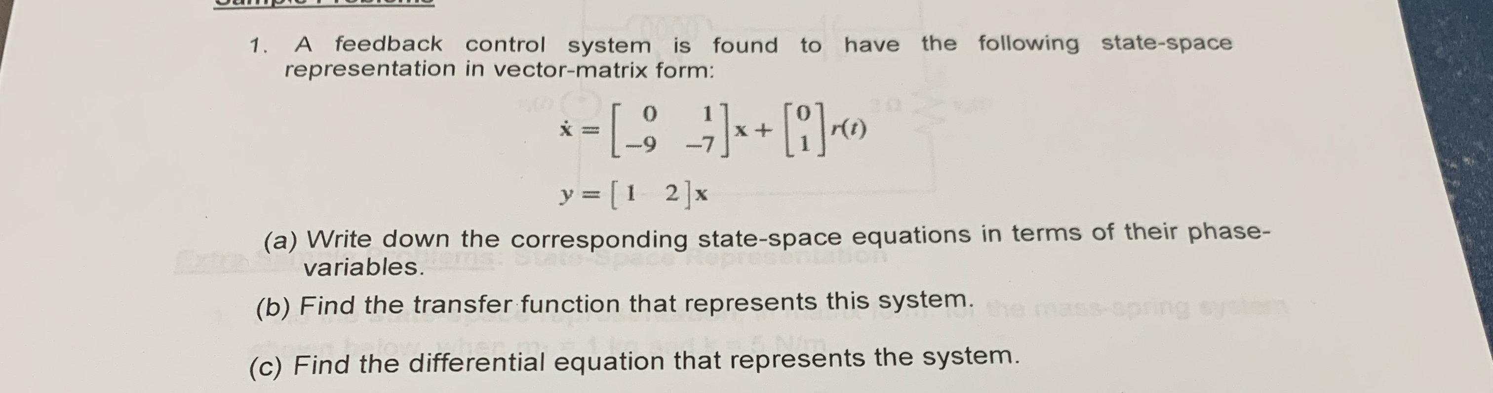 Solved ((Please use paper to solve the problem)).A feedback | Chegg.com