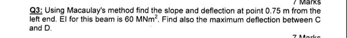Solved Q3: Using Macaulay's method find the slope and | Chegg.com