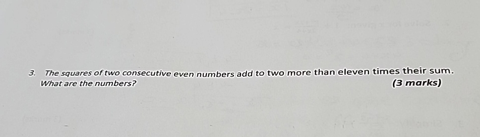 Solved The squares of two consecutive even numbers add to | Chegg.com