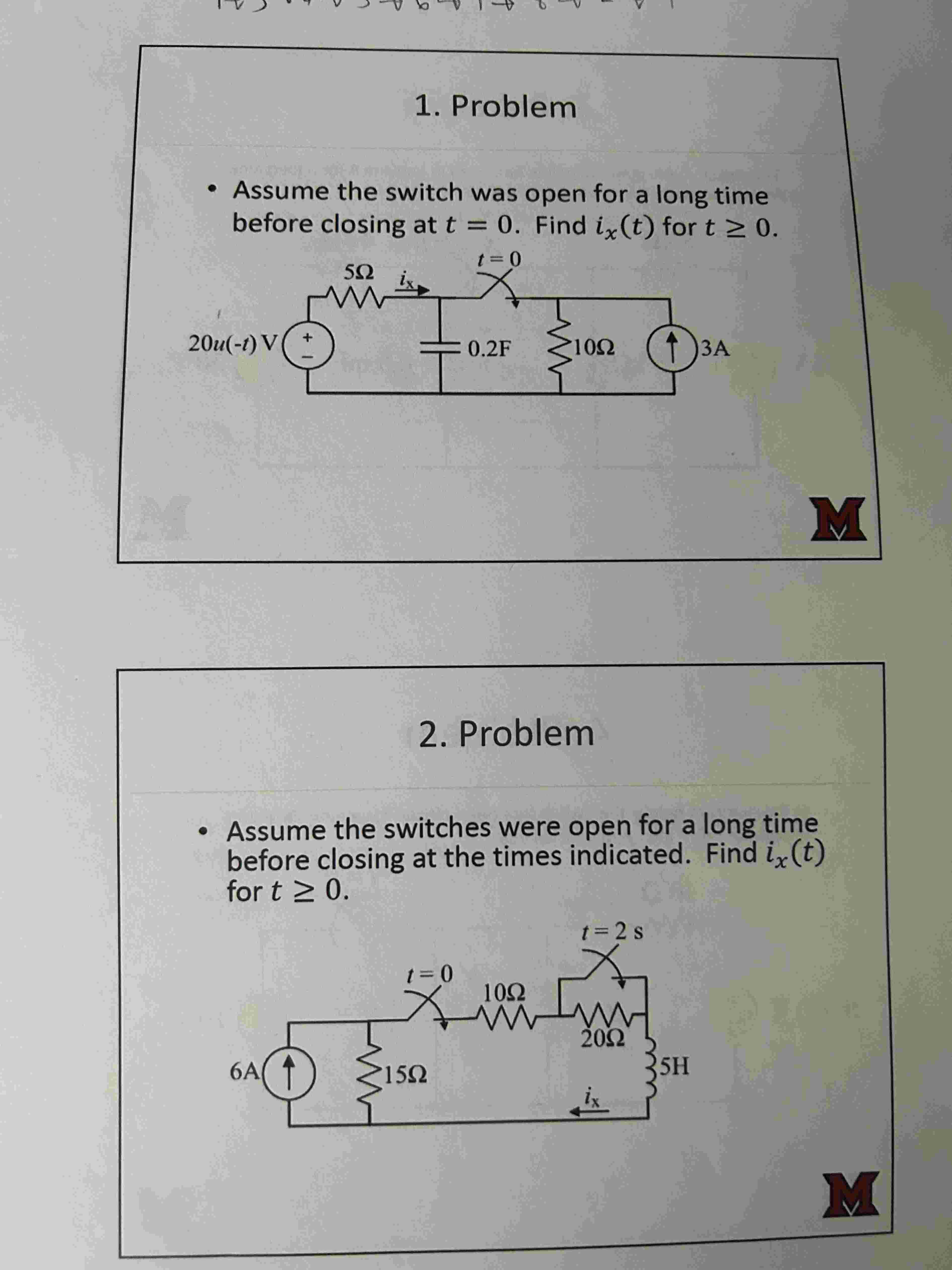 Solved Electric Circuits ProblemAssume the switch was open | Chegg.com