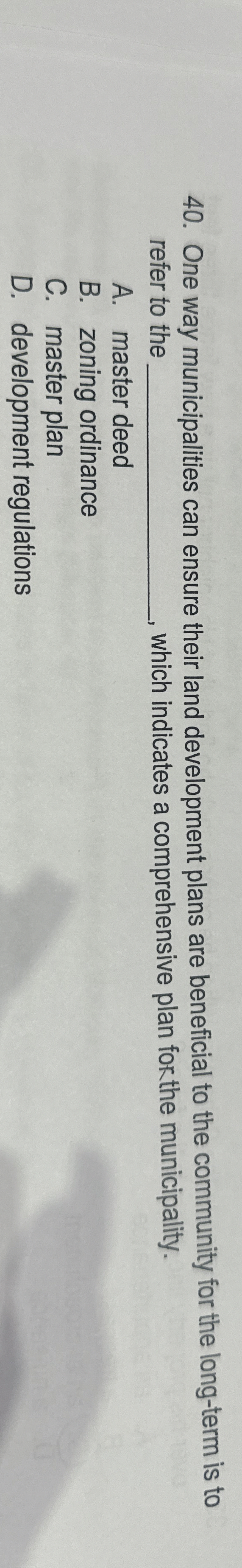Solved One way municipalities can ensure their land | Chegg.com