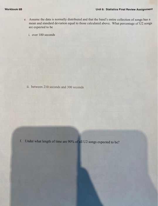Solved Workbook 6B Unit 6: Statistics Final Review | Chegg.com